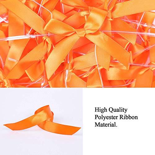 50 Pack Orange Satin Ribbon Twist Tie Bows for Treat Bags Gift Bags Bakery Ca... | eBay