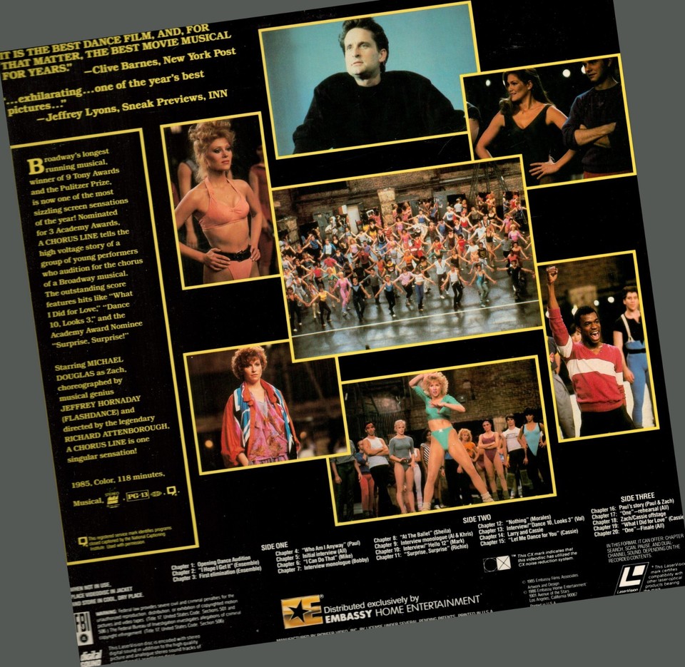 A Chorus Line: The Movie (1985), Michael Douglas, Laserdisc | eBay