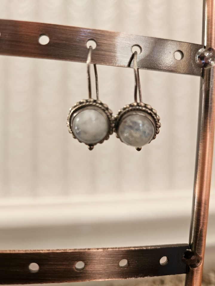 STERLING SILVER VTG DANGLE/DROP MOON STONE EARRINGS | eBay