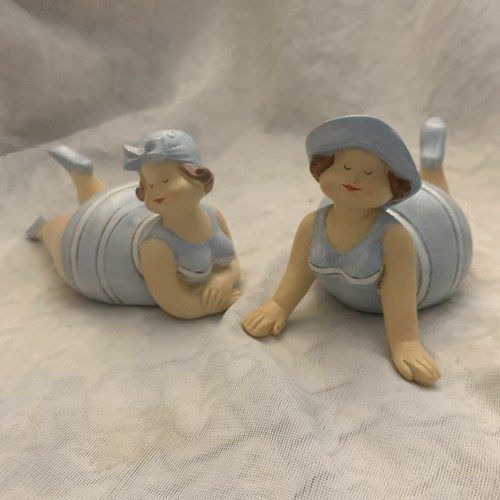Set Of 2 Vintage bathing beauties Coastal beachy figurines 5” | eBay