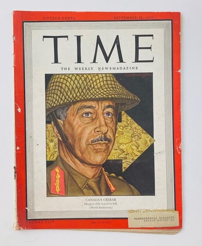 VTG Time Magazine September 18 1944 Lt. Gen. Henry Duncan Graham Crerar ...