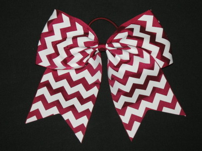 NEW "CHEVRON Burgundy" Cheer Bow Pony Tail 3" Ribbon Girls Hair ...