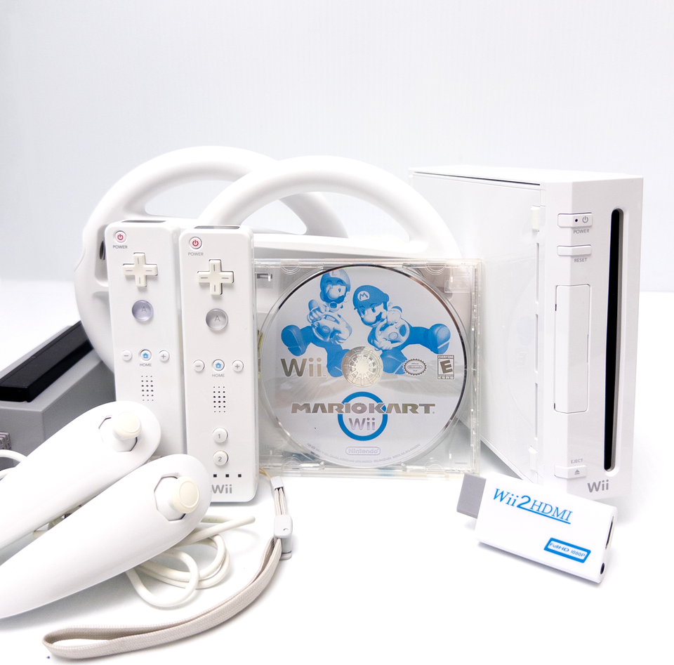 Nintendo Wii Console w/ HDMI - OEM Remotes - Wii Sports Resort Mario ...