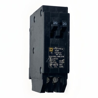 Square D HOMT2020 Homeline 20 amp Twin 1 Pole Tandem Circuit Breaker ...
