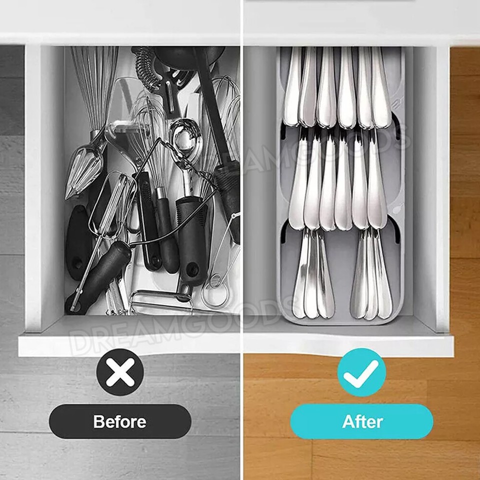 Cutlery Spoon Tray Insert Utensil Divider Organiser Kitchen Drawer ...