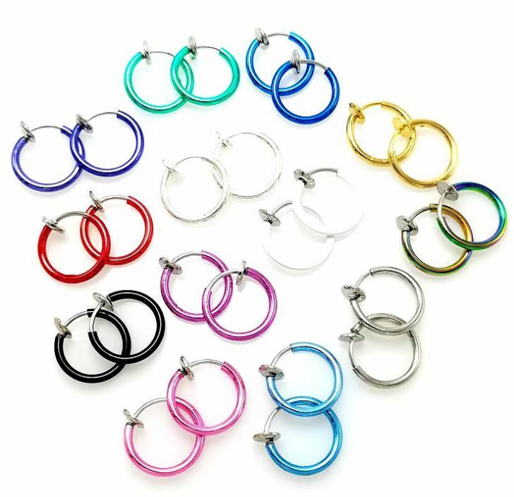 Magnetic Hoop Earrings 1 Pair Spring Clip-On Hoop Earrings - 13mm (½ ...