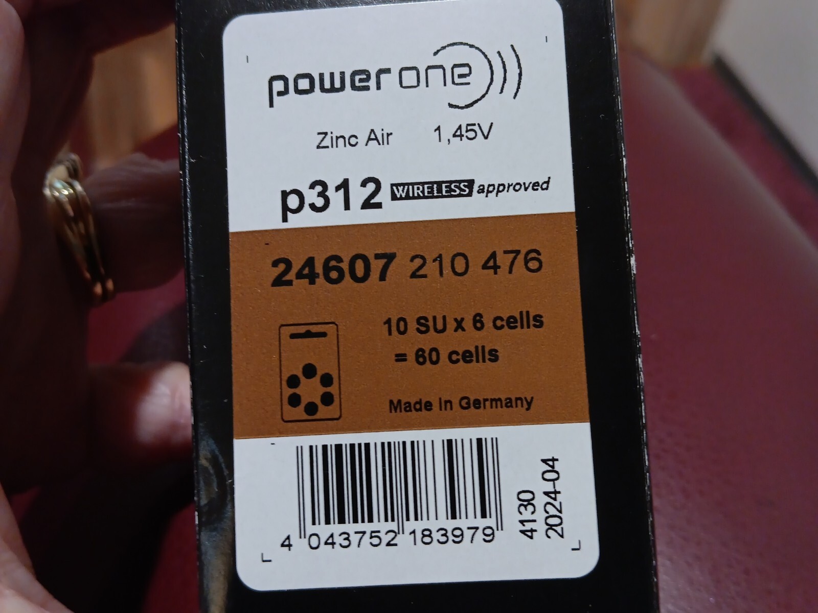 Power One P312 Hearing Aid Batteries, Made in Germany 1.45V 10x6 Cells ...