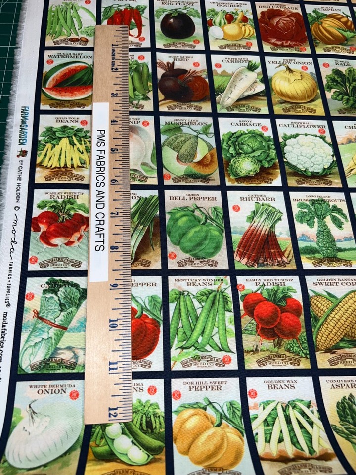 MODA Farm Garden theme 100% cotton fabric by the yard Seeds 7473 16 ...