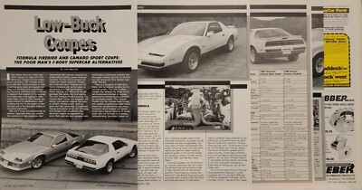 1988 Camaro Sport Coupe vs Trans Am Formula Firebird 7pg Print Article ...
