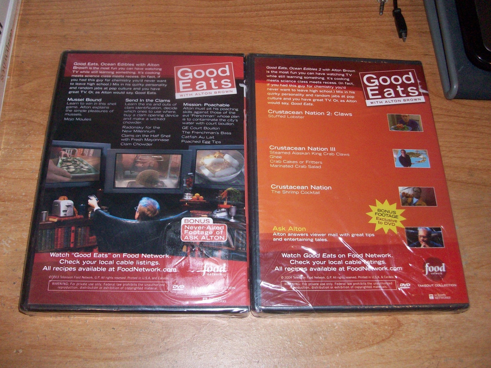 Food Network (6) Good Eats With Alton Brown DVDs Ocean Edibles Veggie ...