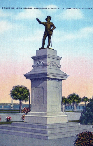 St. Augustine Florida Ponce De Leon Statue Anderson Circle Postcard | eBay