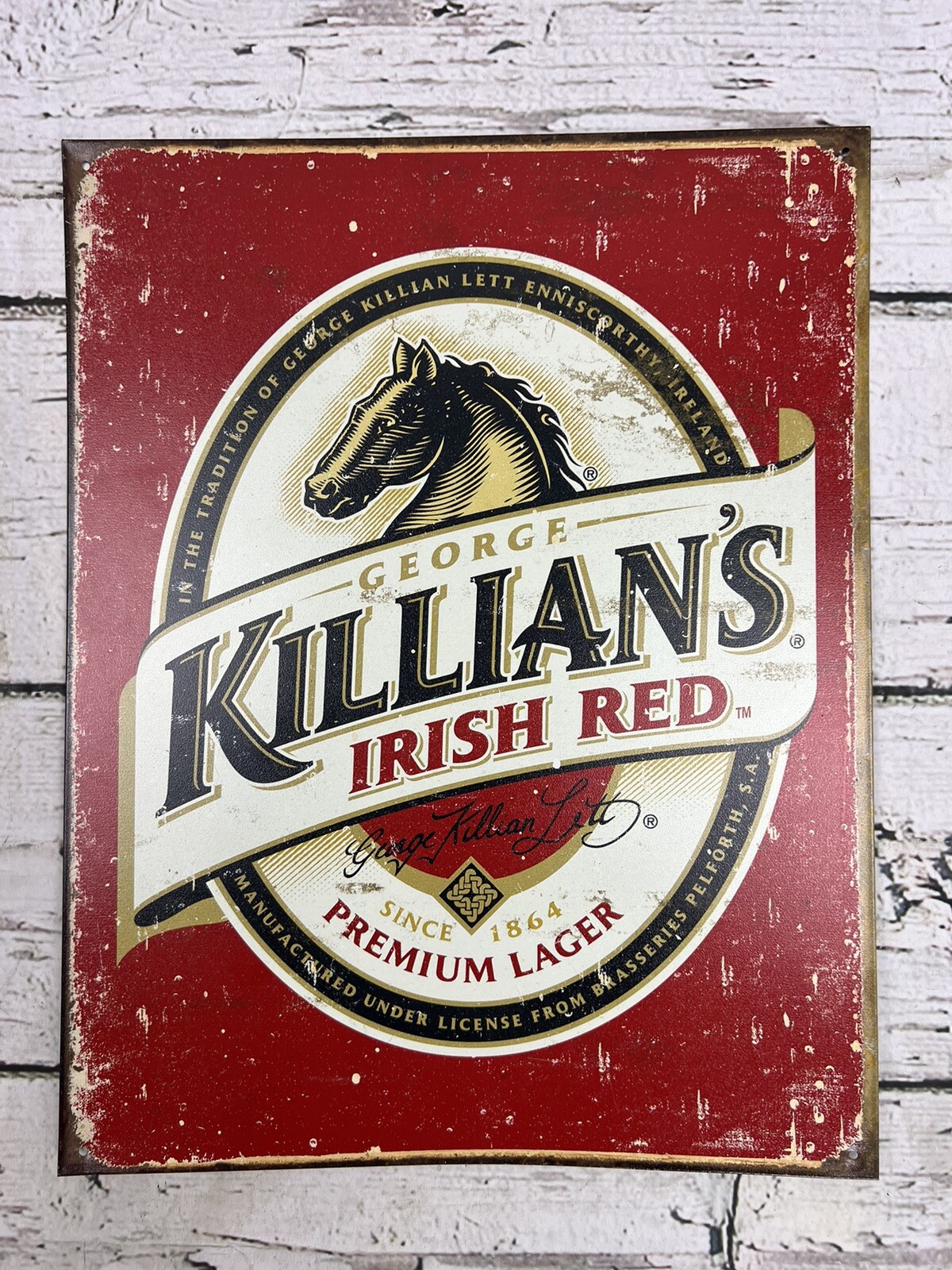 George Killians Irish Red Premium Lager Beer Metal Tin Tacker ...