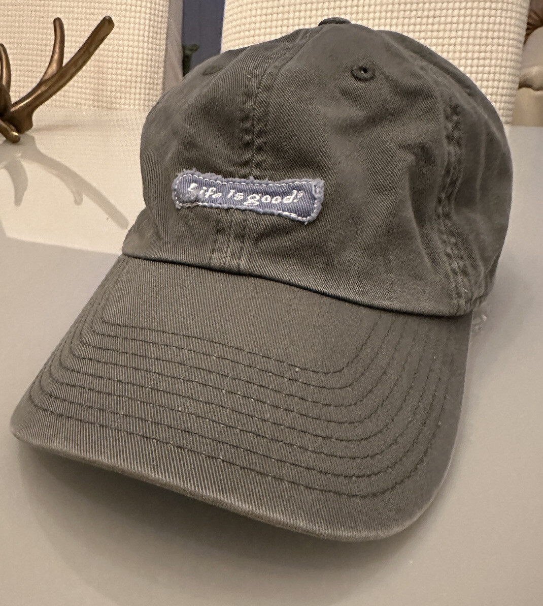 Life Is Good Baseball Cap Hat Green Adjustable Raw Edge Logo | eBay