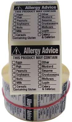 Food Allergy Labels, Food Labels,Allergen Warning Labels 500 On A Roll ...