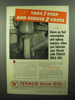 1950 Texaco Ursa Oils Ad - 1 Step Reduce 2 Costs | eBay