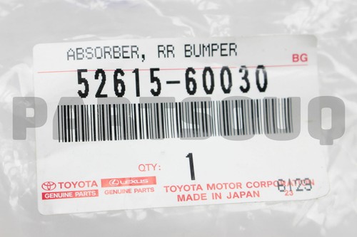 5261560030 Genuine Toyota ABSORBER, REAR BUMPER ENERGY 52615-60030 | eBay