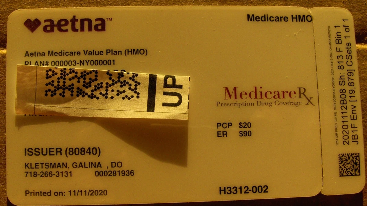 Aetna Insurance Card