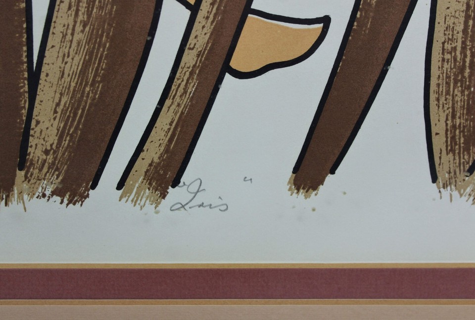 Warren Woodward Iris signed numbered Serigraph print original frame mid ...