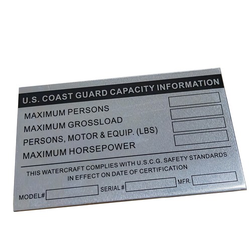 BOAT CAPACITY Coast Guard Aluminum Plate Bass Tracker Weldcraft | eBay