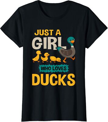 Just A Girl Who Loves Ducks - Funny Duck Lover Gift Ladies' Crewneck T ...