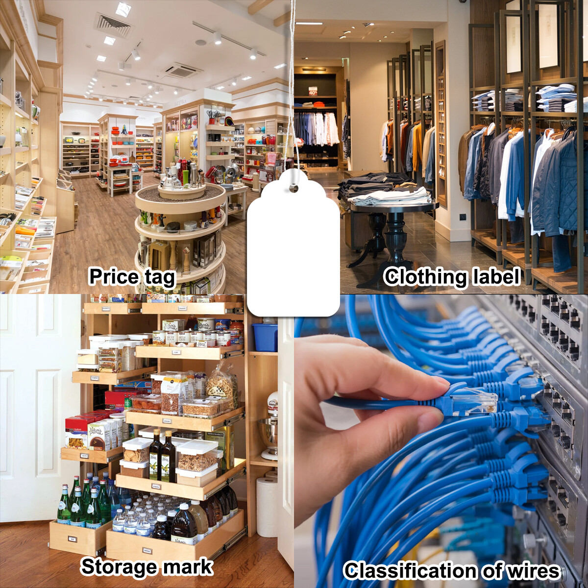 1000 Blank White Merchandise Price Tags +Strings 1.88*1.17in Retail ...