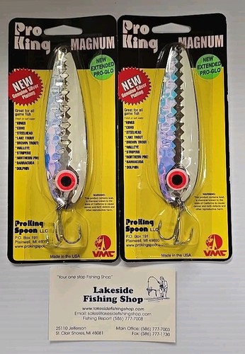 2 PRO KING MAGNUM SALMON FISHING SPOONS PRO PEARL-MAG GENUINE SILVER ...