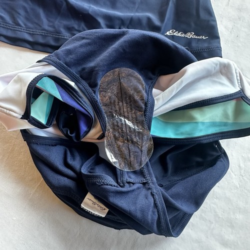 Eddie Bauer Rash Guard Girls S (7-8) Swim Shorts Back 1/4 Zip-Up Logo ...