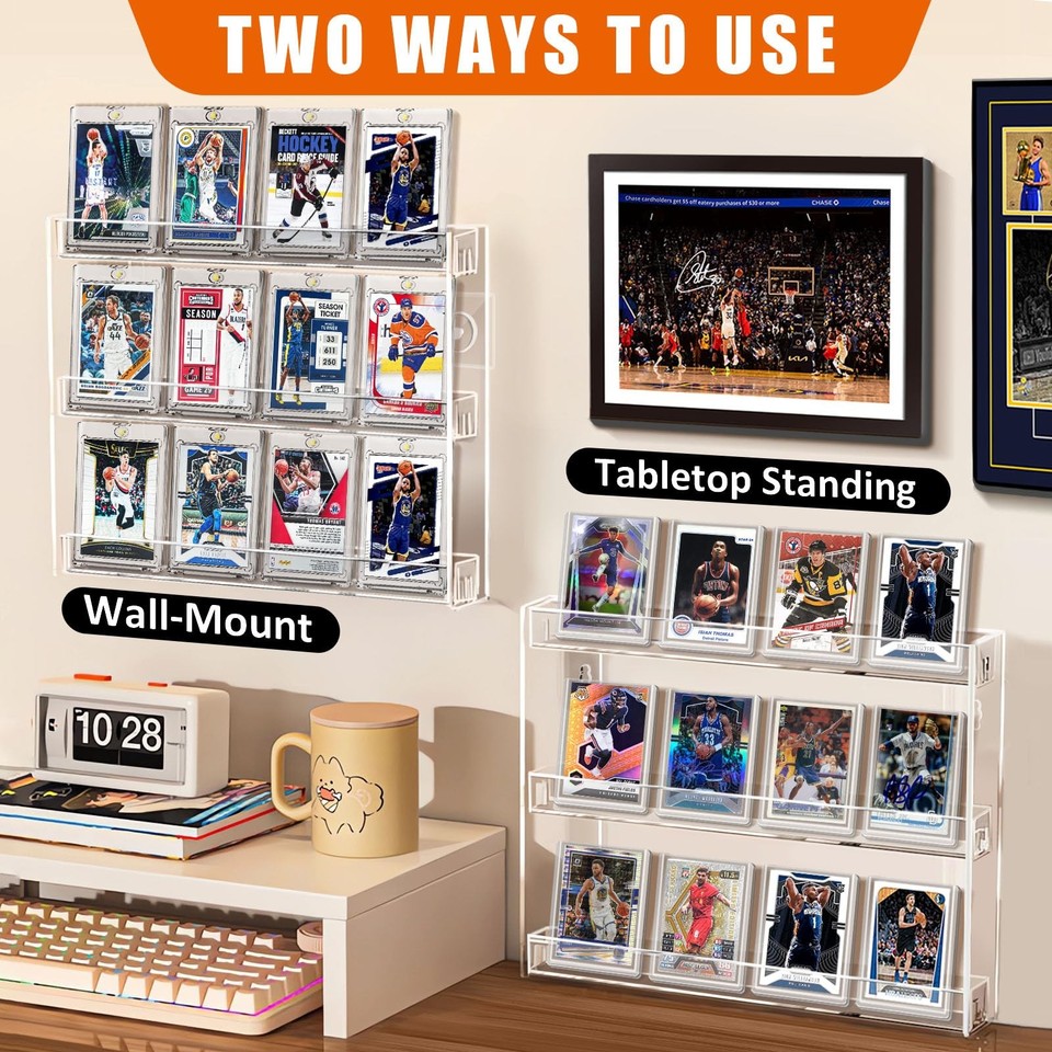 Trading Card Display Shelves for Wall, Clear Acrylic Baseball Cards ...