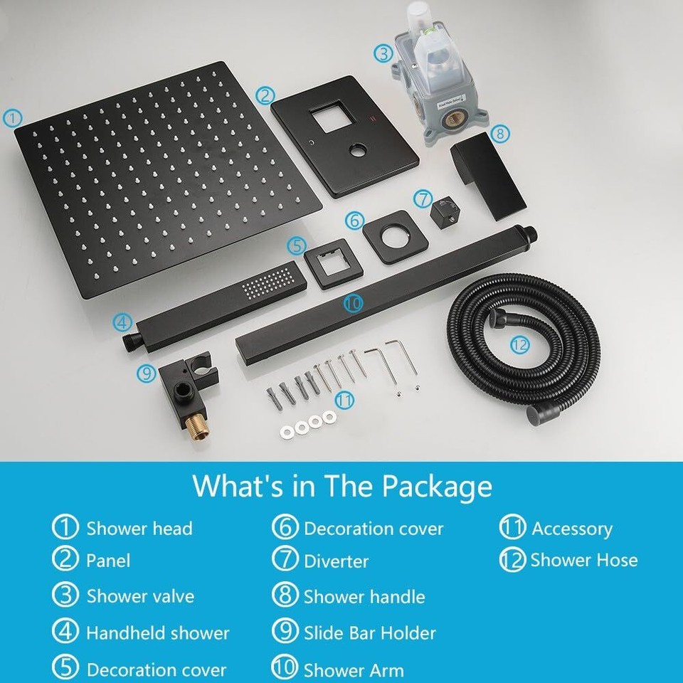 Shower Faucet Set Complete, Wall Mount Shower System for Bathroom 12 ...