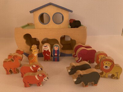 ELC Wooden Noah’s Ark Shape Sorter Complete With All 14 Shapes ...
