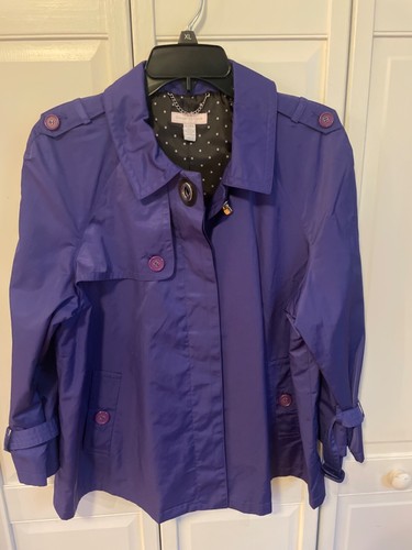 Charter Club Purple Lightweight Windbreaker Jacket Size Large Button ...