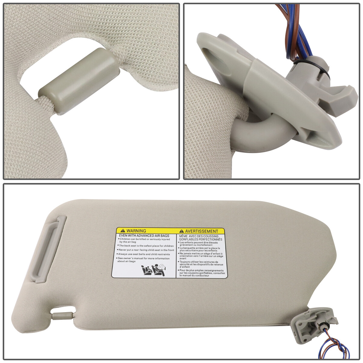 FOR 13-19 PATHFINDER 14-19 INFINITI PASSENGER SIDE SUN VISOR W/VANITY ...