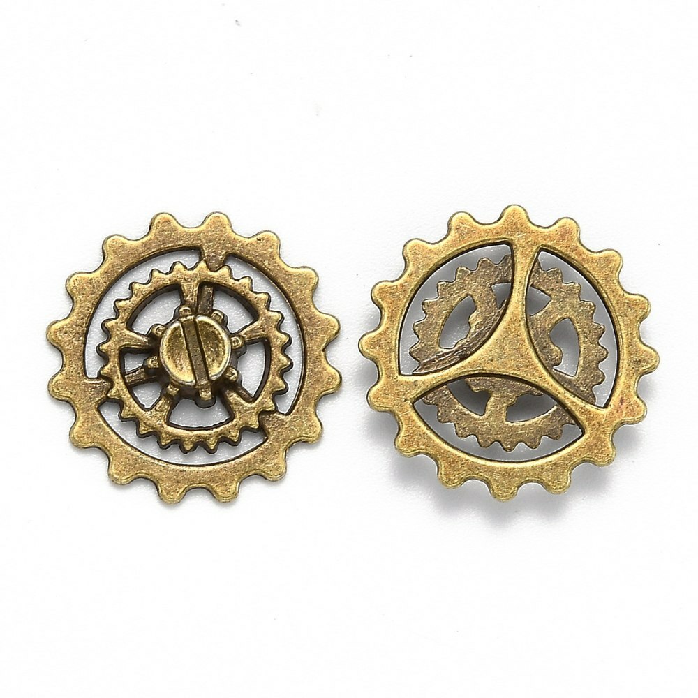 20 Pcs Antique Bronze Gear Steampunk Cogs Connectors Charms Watch Mixed ...