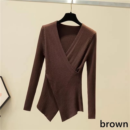 Lady Knitted Top Pullover Sweater V-neck Knitwear Slim Fit Casual ...