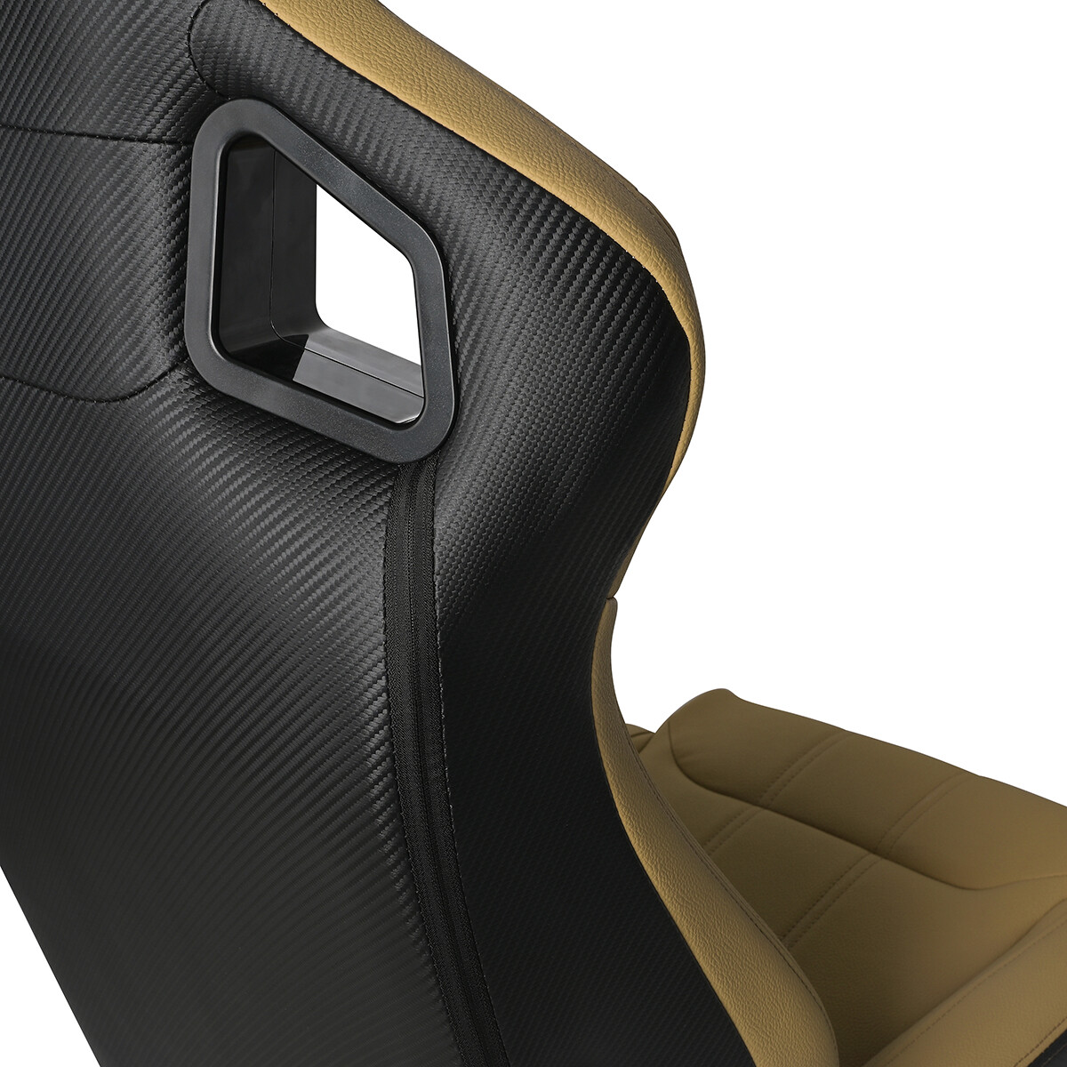 2Pcs Universal Beige Bucket Seats Reclinable PVC Leather Racing Seats w ...