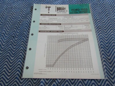 HOLLEY CARBURETOR DATA SPEC CHART 1955 FORD 272 CID 8 CYLINDER ...