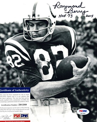 Raymond Berry Football HOF Hand Signed Autograph 8x10 Photo with PSA ...