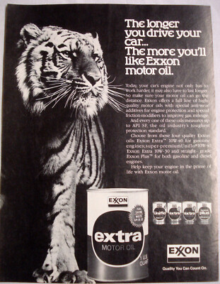 1983 Exxon Motor Oil Ad with the Tiger The Longer You Drive Your Car ...