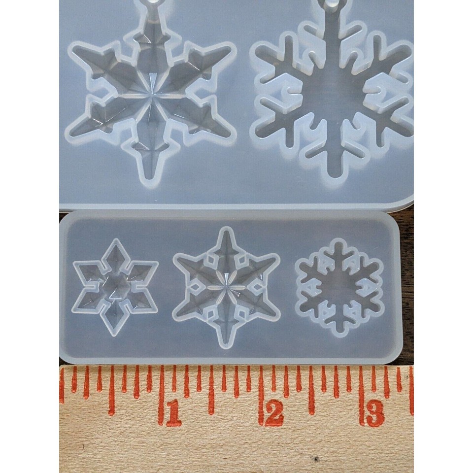 Set Lot 7 Snowflake Resin Molds Silicone Christmas 24 Pcs Ornament | eBay