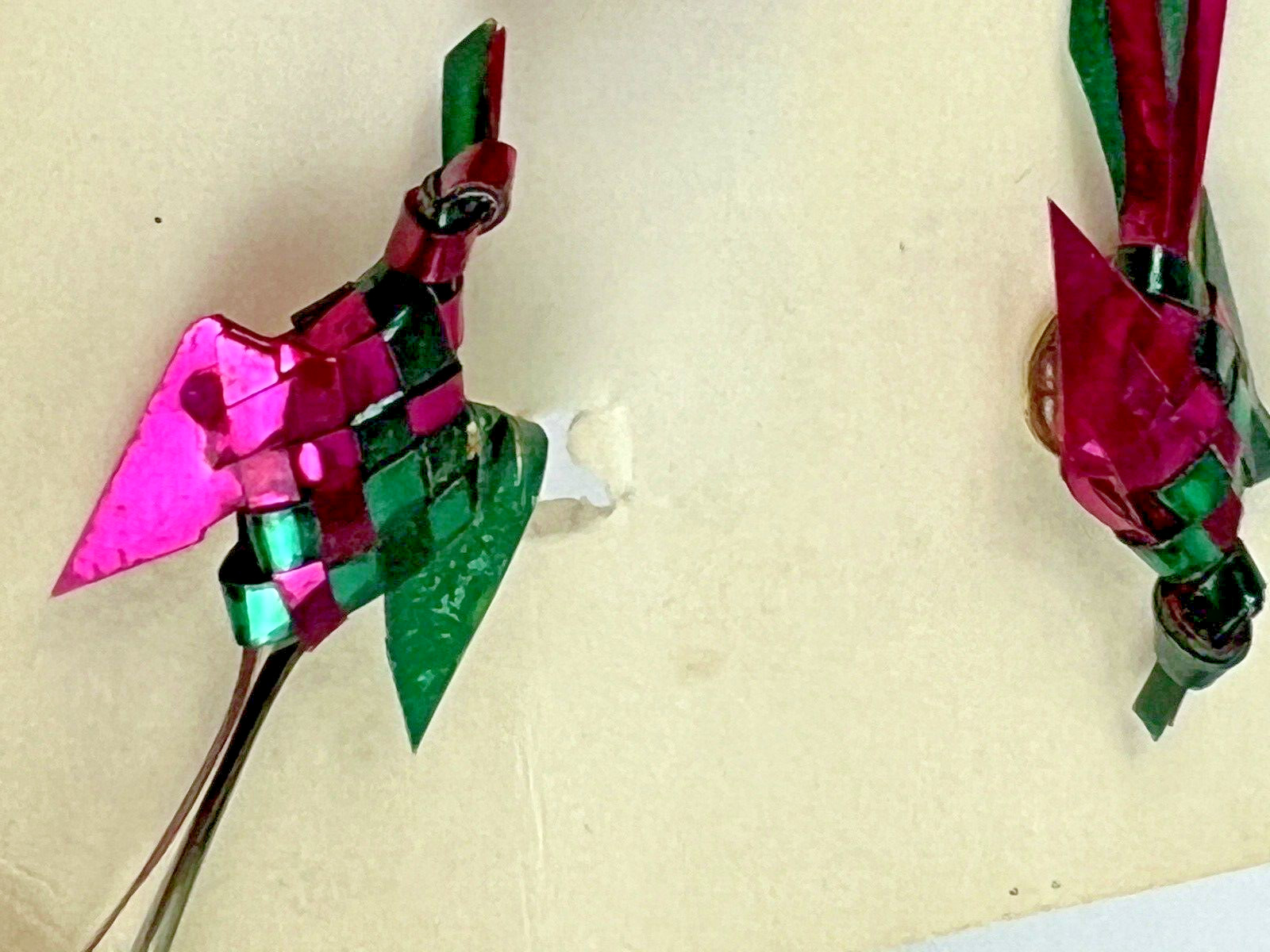 Vintage origami bird screw on/Clip on earrings purple… - Gem