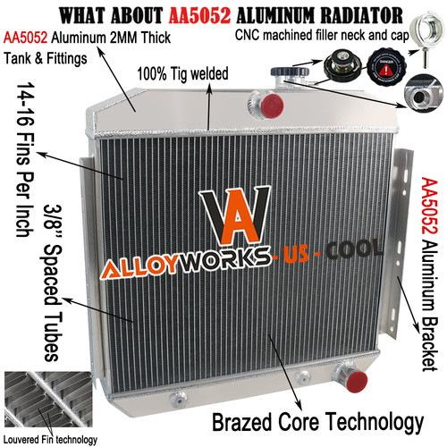Aluminum 4 Row Radiator For 1955-1957 1956 CHEVY BELAIR BEL AIR 6CYL V8 ...