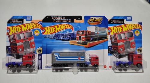 Hot Wheels Optimus Prime Mainlines & Optimus Track Fleet Transformers ...