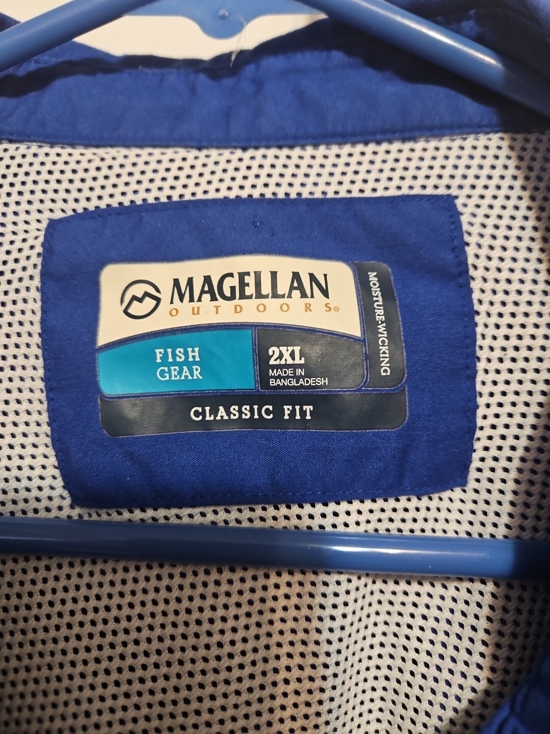Magellan Fish Gear Mens Shirt XXL classic Fit Wicking Blue Fishing Zip ...