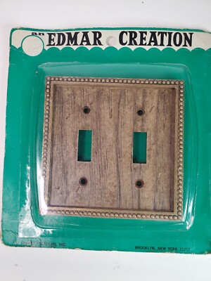 Edmar Creation Faux Wood Gold Trim Double Toggle Switch Plate Cover ...