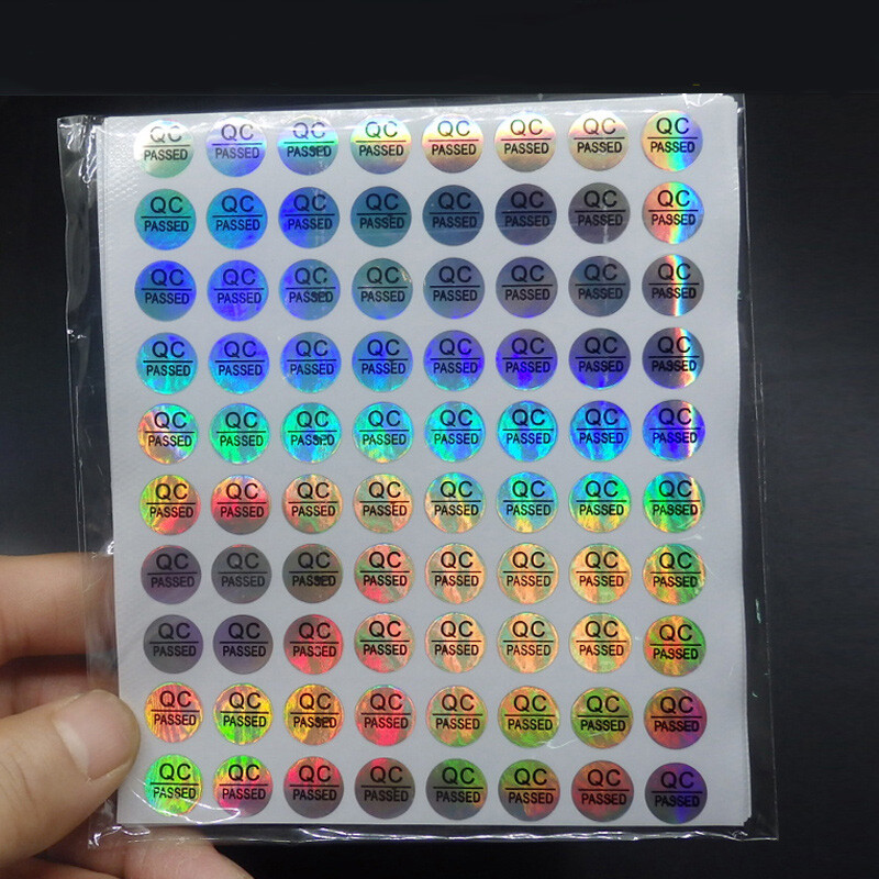 800Pcs Laser Hologram QC Sticker Label Round Adhensive Office Crafts ...