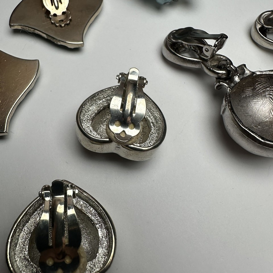 Vintage -Modern Clip On Earrings Lot Of 4 Head Cluster, Heart, Chunky ...