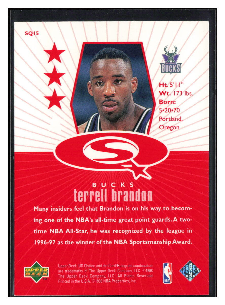 1998-99 UD Choice #SQ15 Terrell Brandon StarQuest Red | eBay 1998-99 UD Choice #SQ15 Terrell Brandon StarQuest Red | eBay