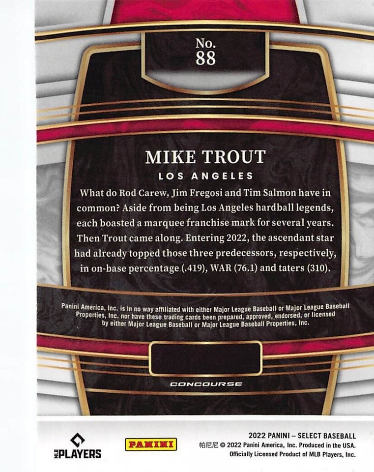 2022 Select Blue 88 Mike Trout p2s-26804 | eBay