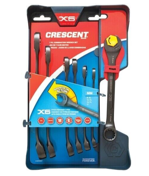 Crescent® X6™ Combination Open End Ratcheting Spanner Set, 7 Piece ...