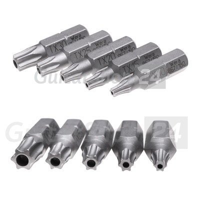 WERA 5-tlg. TX Bit Set mit Bohrung / Loch für TORX TR Gr. T10 T15 T20 ...